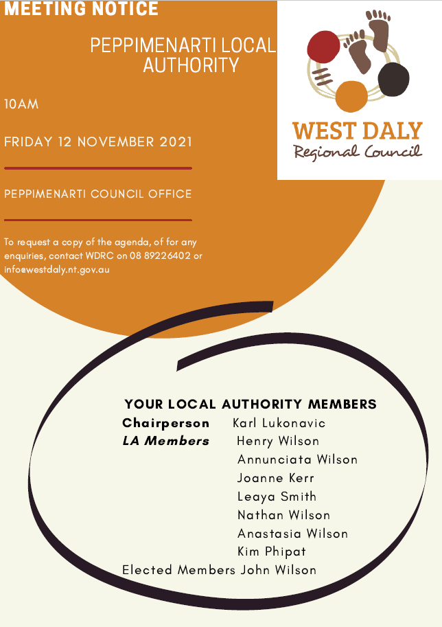 Peppimenarti Local Authority Notice | West Daly Regional Council